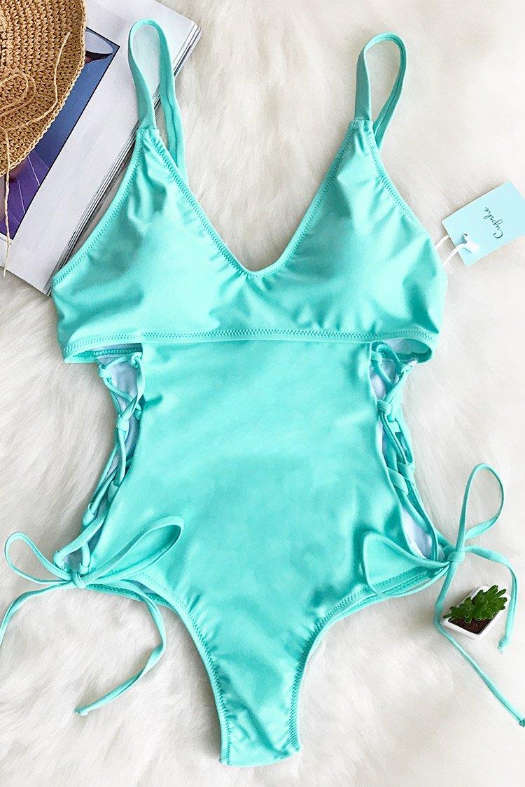 Marry You Lace Up One Piece Swimsuit