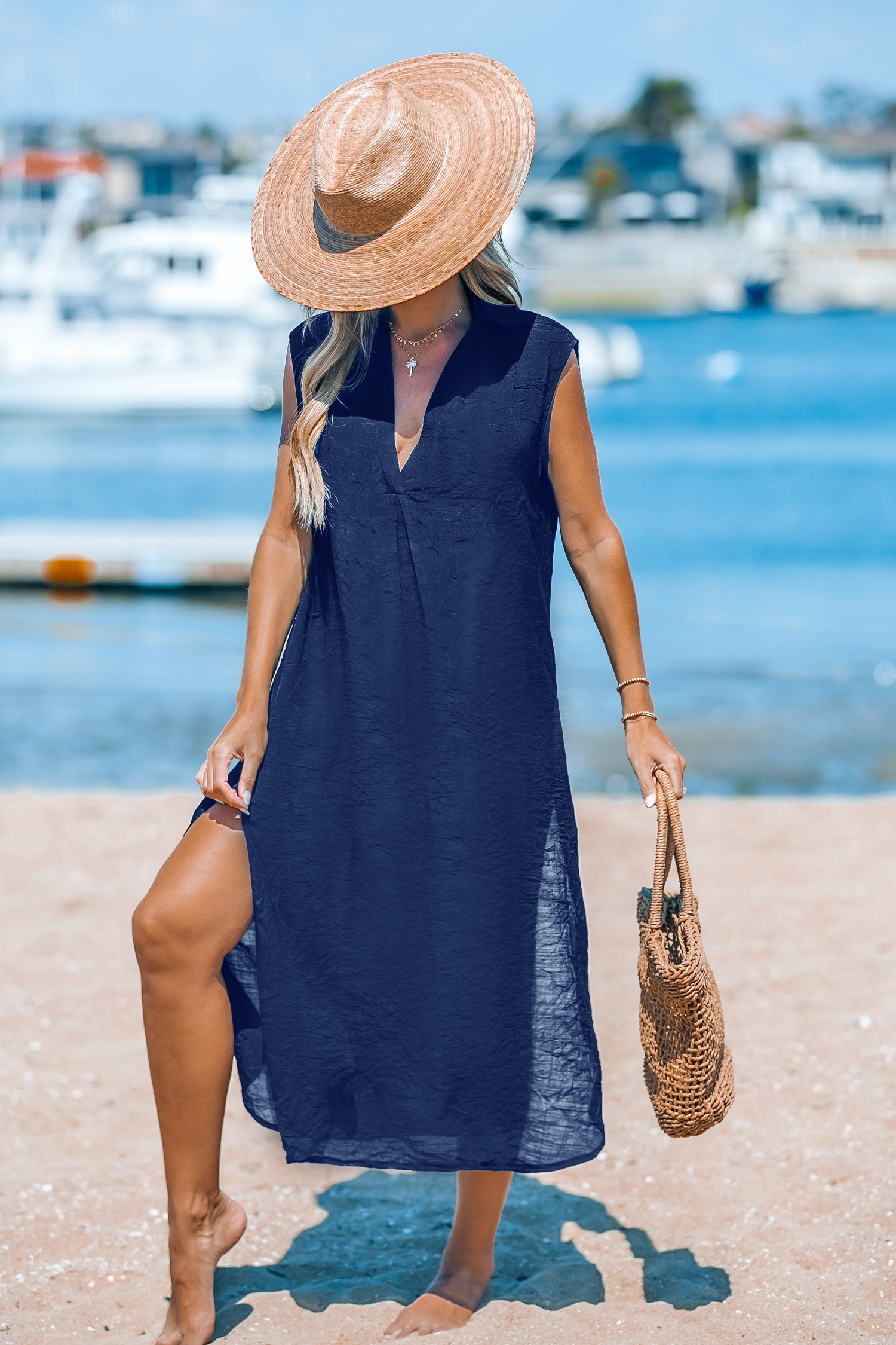 Navy Cover-Up Midi Dress- Cupshe AU