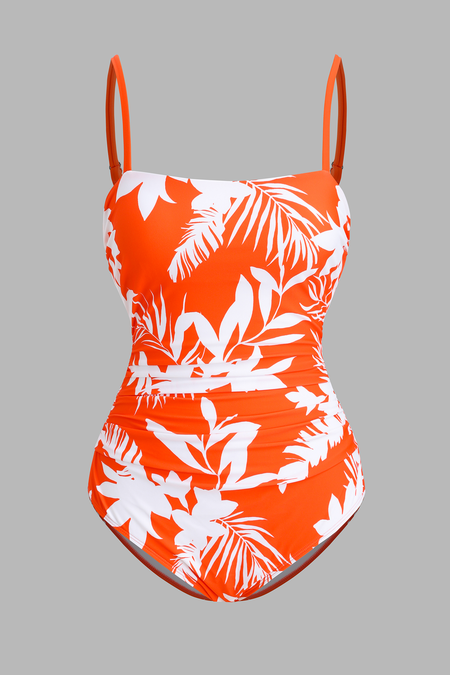 Tropical Floral Print Strappy Back One Piece Swimsuit