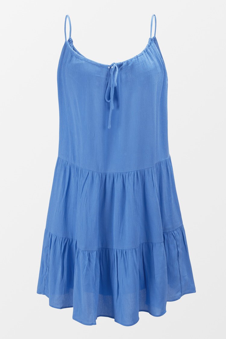 Caroline Blue Ruffle Slip Dress