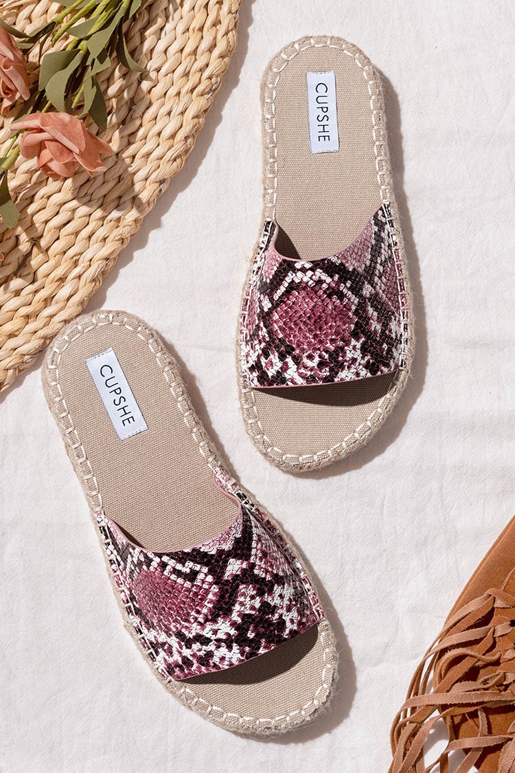 Raspberry Wide Band Slide Sandals