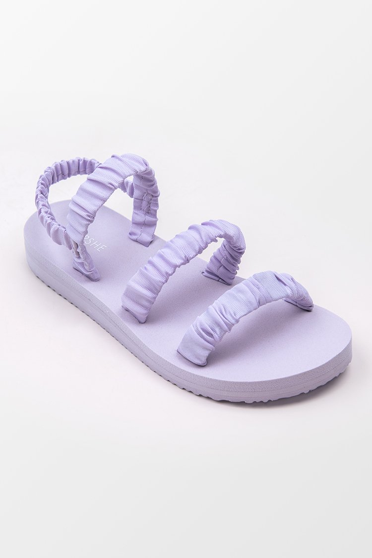Tutti Purple Ruched Ankle Strap Sandals