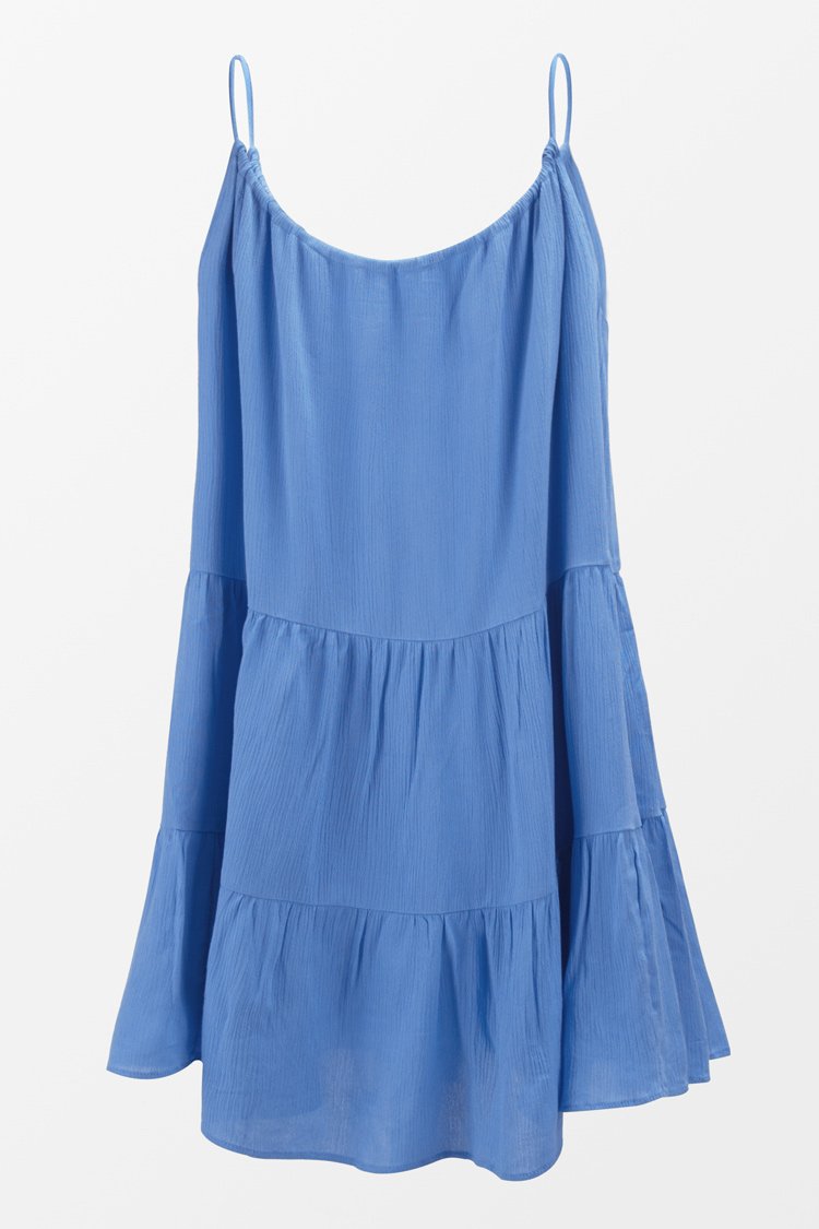 Caroline Blue Ruffle Slip Dress