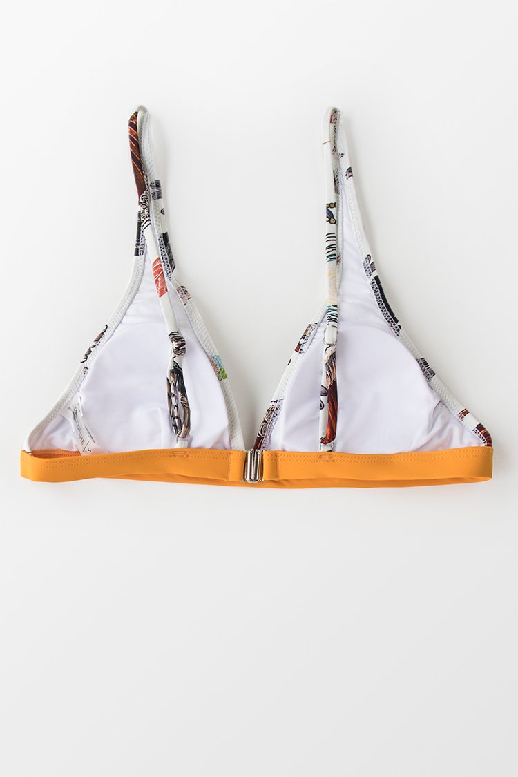 Crane Bird Plunging Bikini Top- Cupshe AU