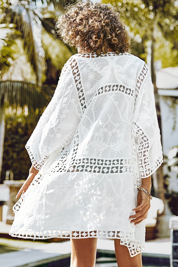 White Crochet Open Cover Up- Cupshe AU