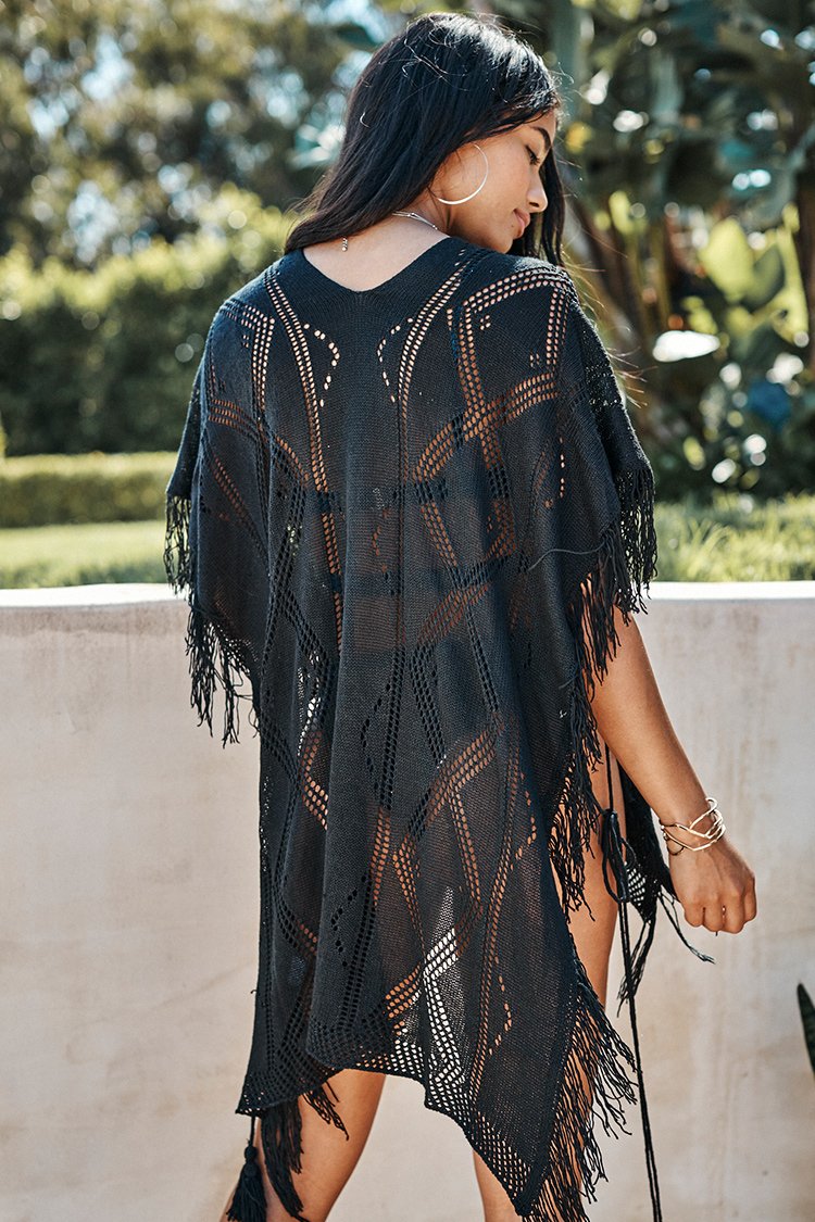 Black Fringe Cover Up