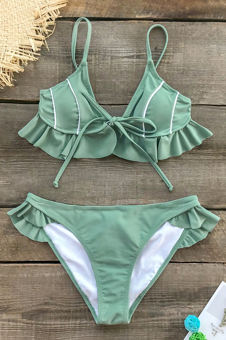 Mist Green Ruffled Bikini