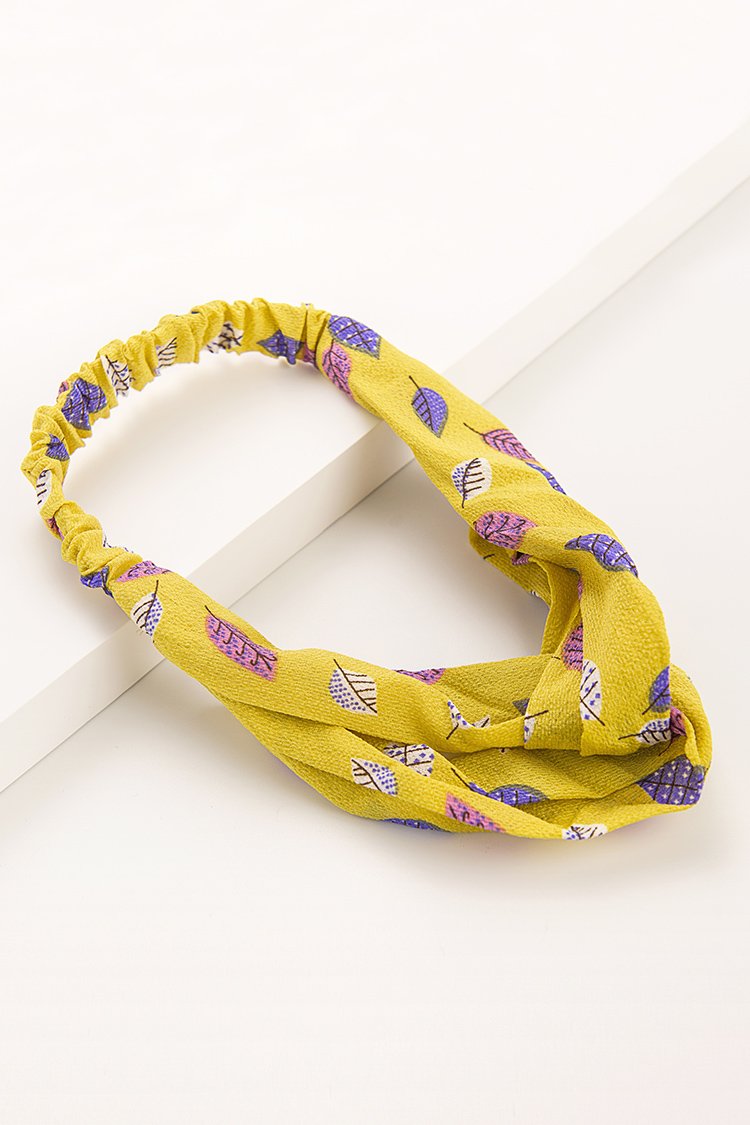 Yellow Leaf Print Headbands
