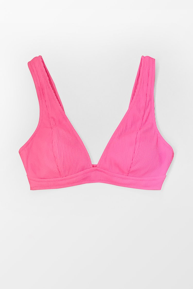 Neon Pink V-Neck Bikini Top