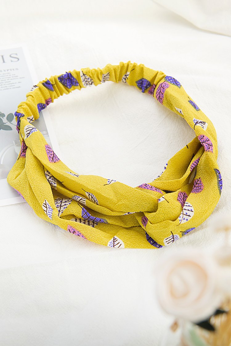 Yellow Leaf Print Headbands
