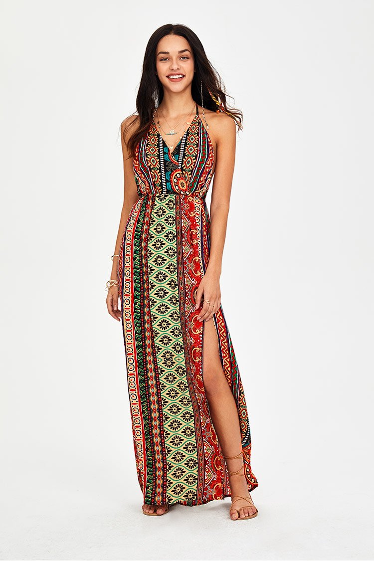 Boho Open Back Maxi Dress
