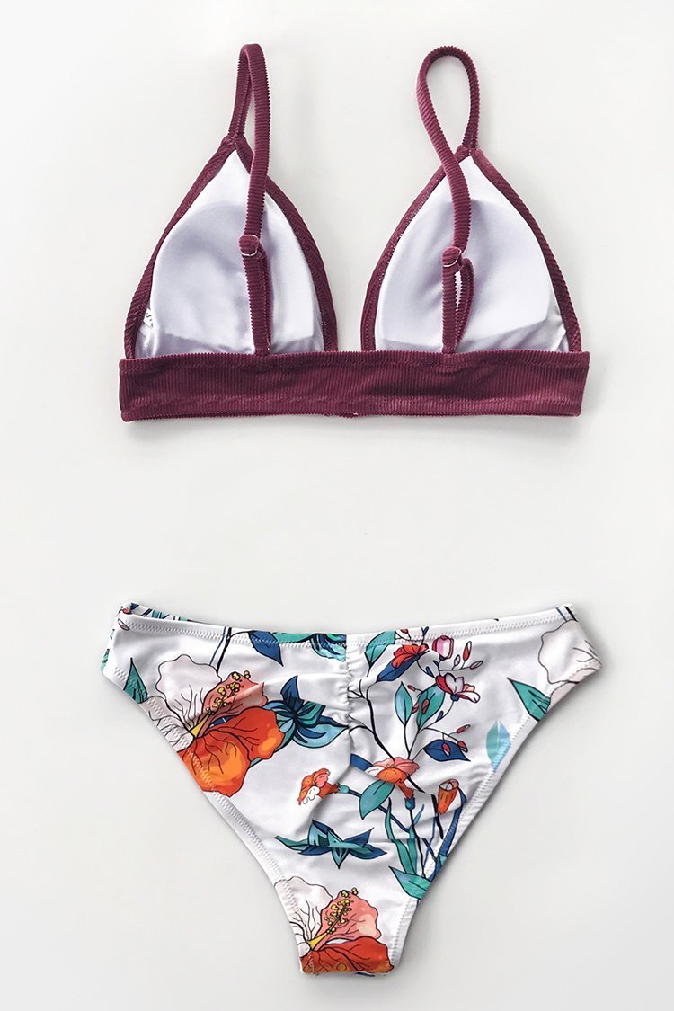 Textured and Floral Bikini