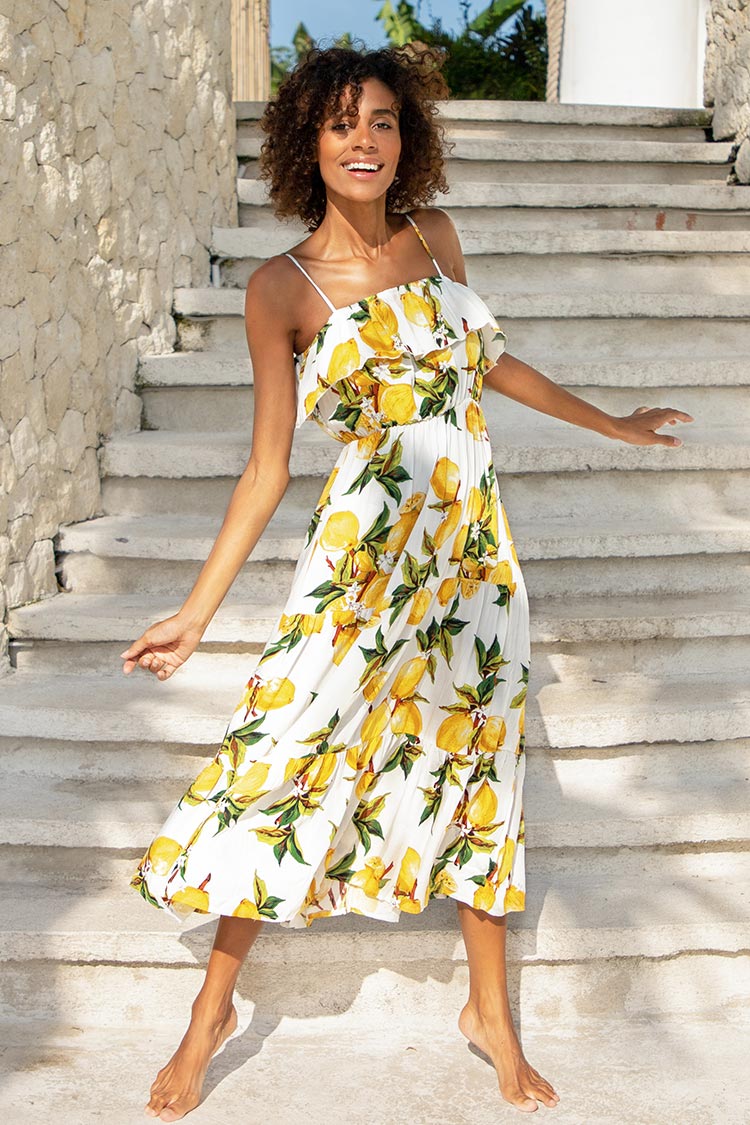 Lemon Ruffles Straps Dress