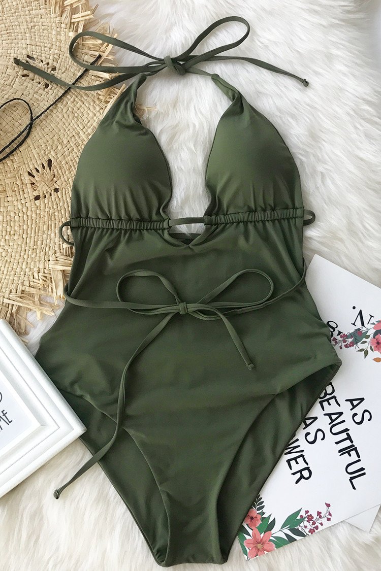 Beach Guideline Backless One-piece Swimsuit
