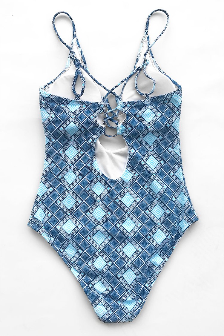 Simple Sense Print One-piece Swimsuit