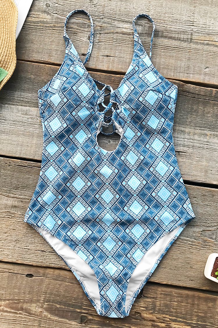 Simple Sense Print One-piece Swimsuit