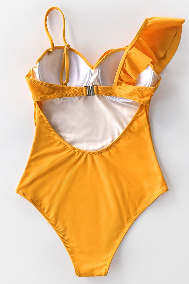 Yellow Ruffled One-Piece Swimsuit