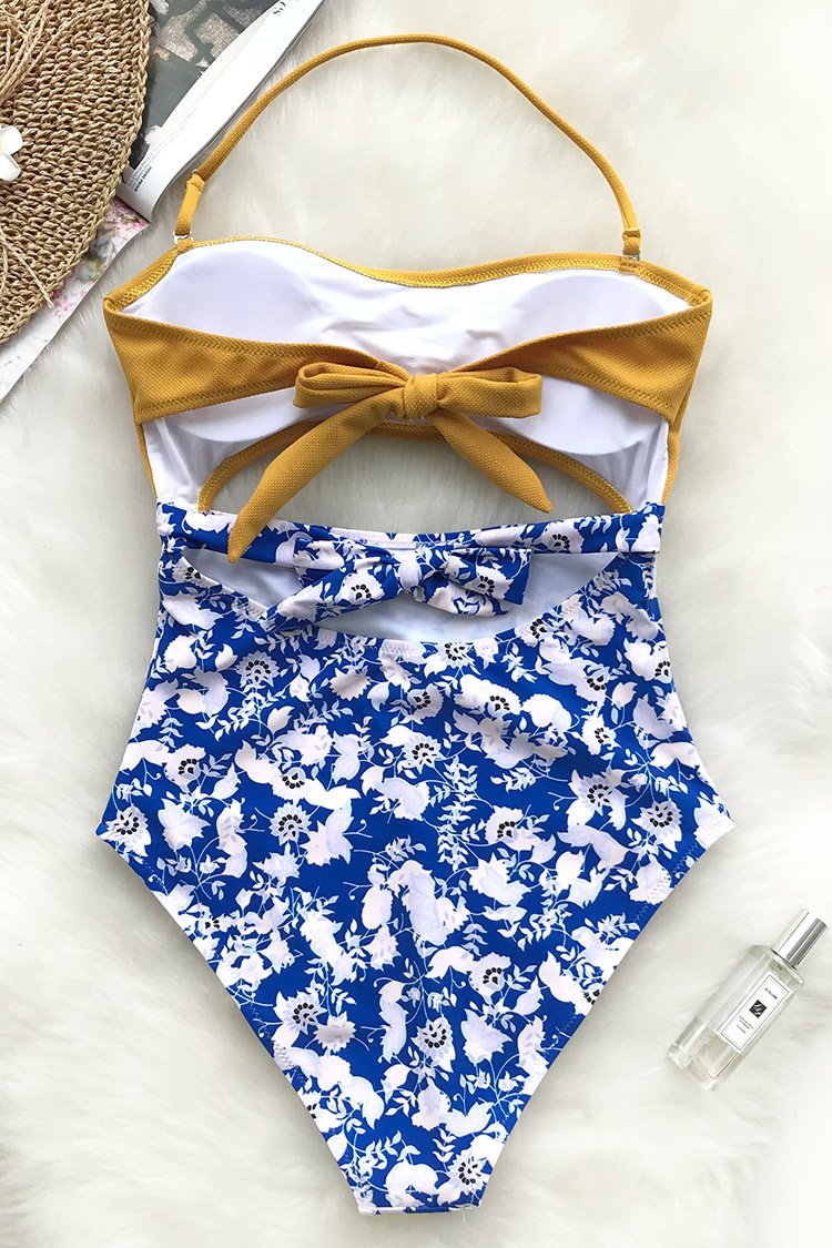 Blue Eyes Halter One-piece Swimsuit