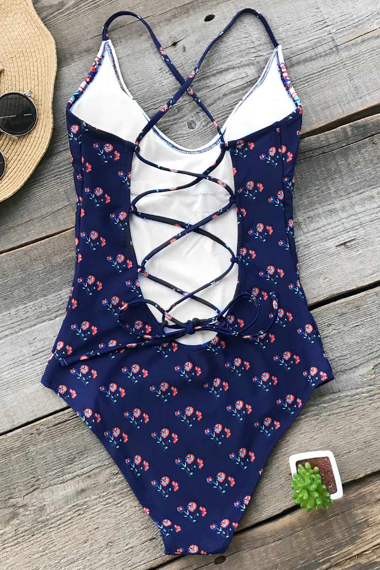 I Will Stay Print One-piece Swimsuit