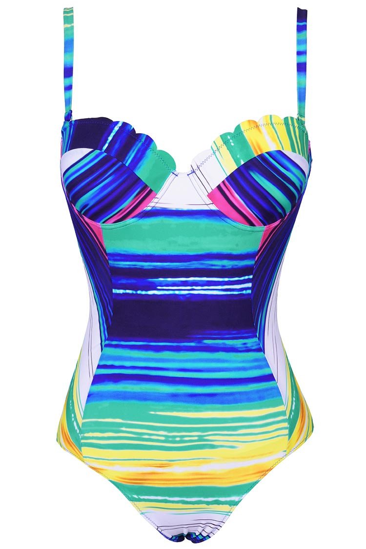 Sea Sunset Stripes One Piece Swimsuit
