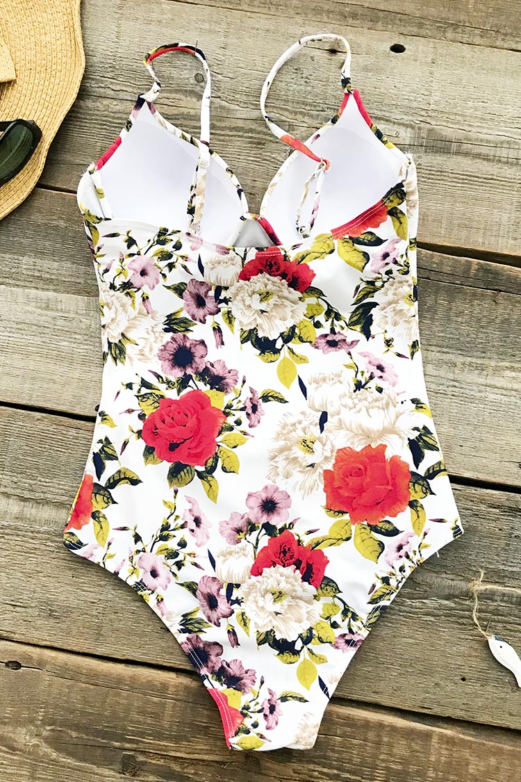 Voice Of Flowers Print One-piece Swimsuit
