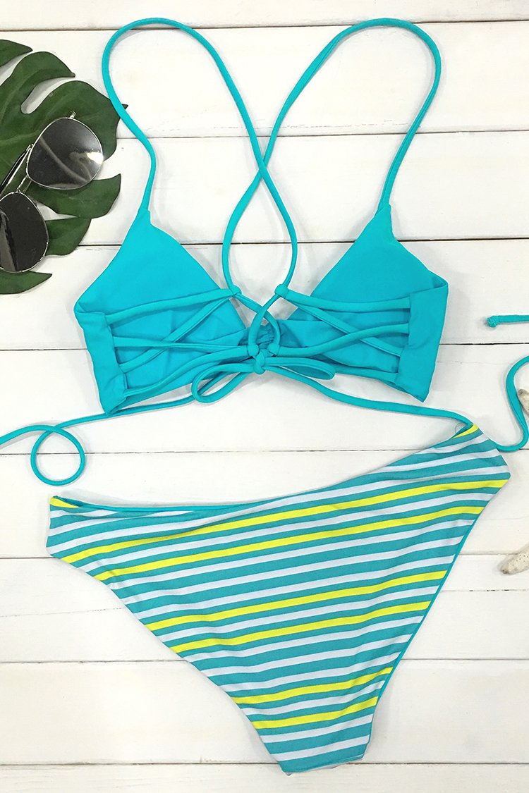 Blue Ocean Stripe Bikini Set