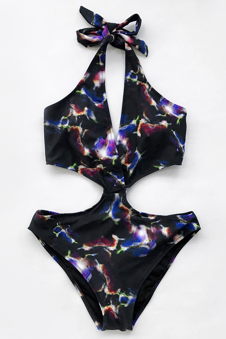 Dazzlingly Beautiful Halter One-piece Swimsuit