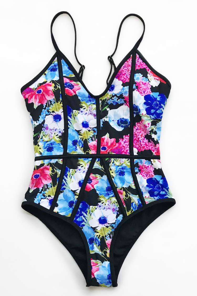 Flowery Vale Print One-piece Swimsuit