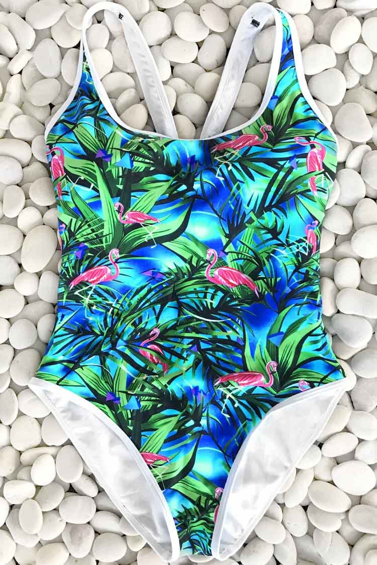Mystical Rainforest Flamingo One Piece Swimsuit