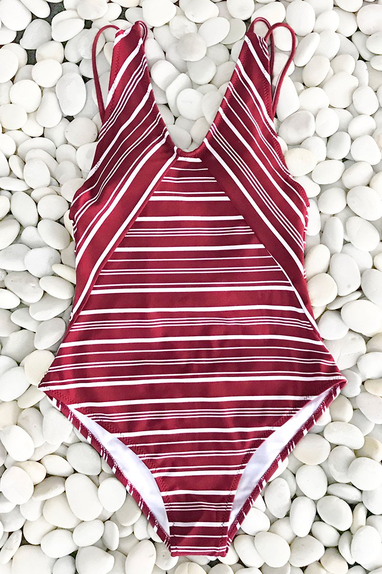 Facing Sun Stripe One Piece Swimsuit