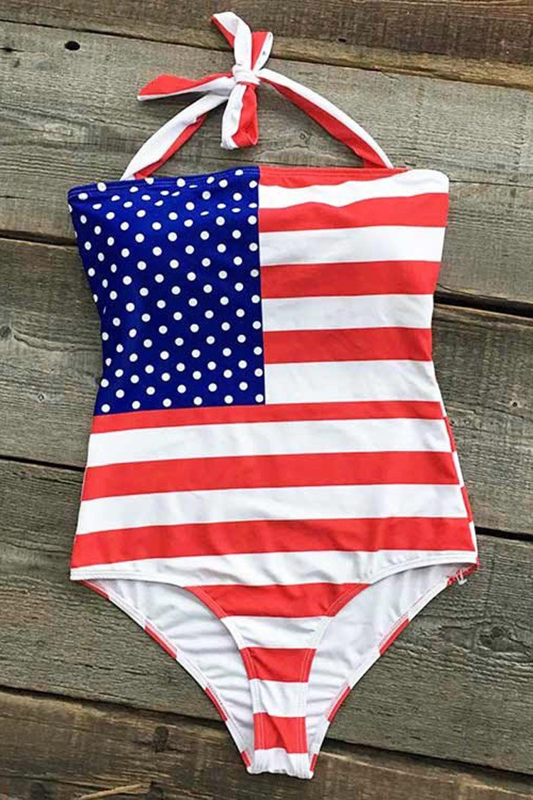 Freedom Of Beach Halter One-piece Swimsuit