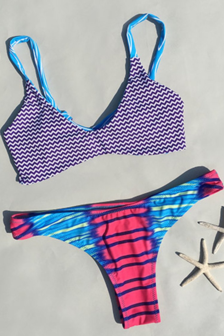 Colorful Summer Waves Bikini Set