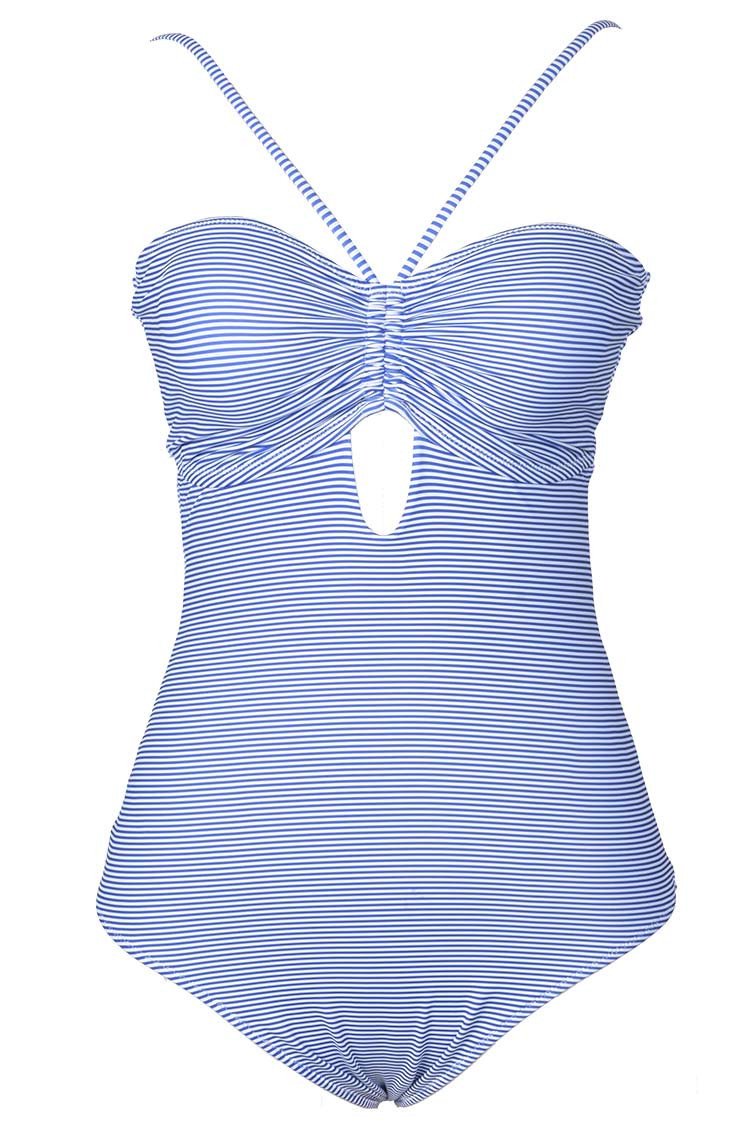 CUPSHE Women's So Breezy Stripe Lace Up One-Piece Swimsuit Beach ...