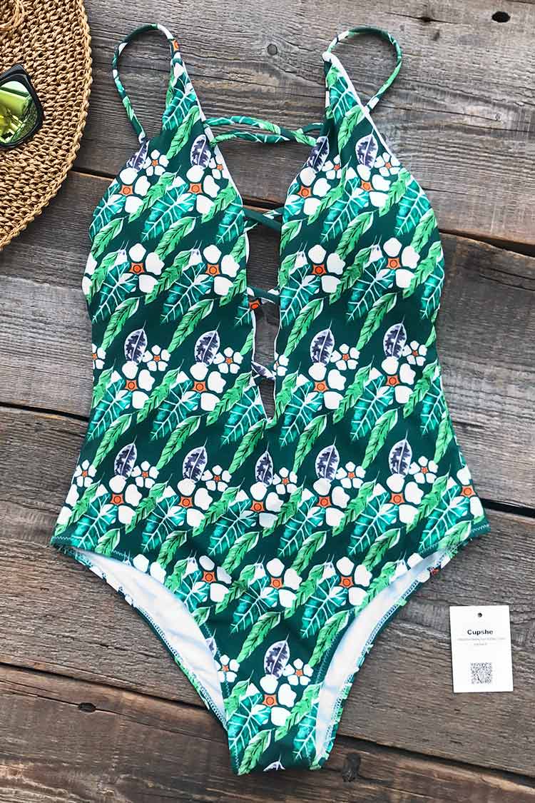 Lush Courtyard Print One Piece Swimsuit