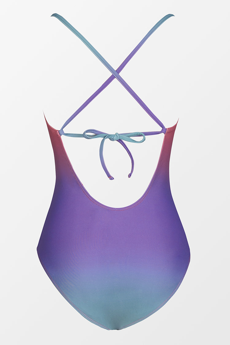 Beachy Ombre Cross Back One Piece Swimsuit