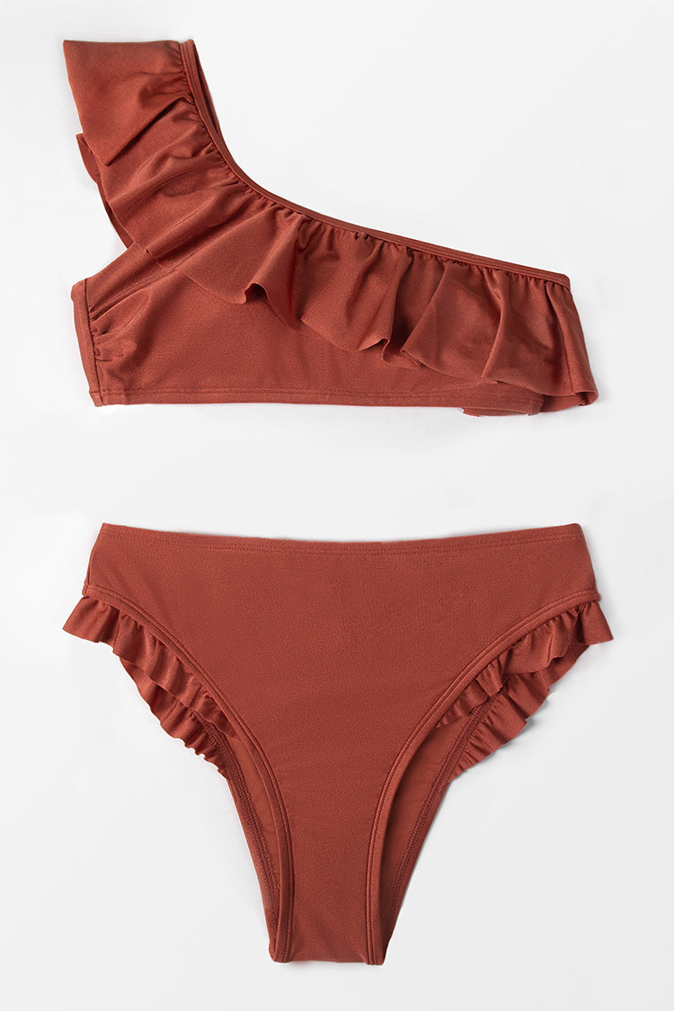 Ciara Ruffle Trim One Shoulder Bikini