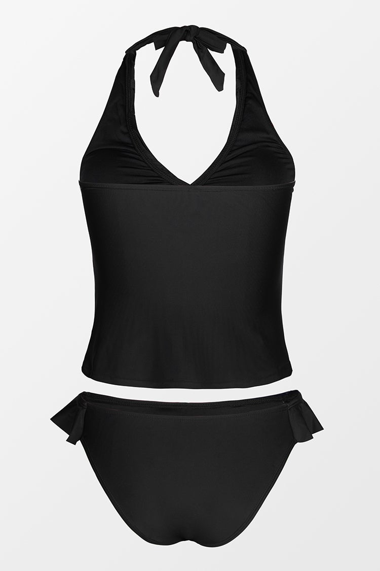 Angelique Black Ruffle Halter Tankini