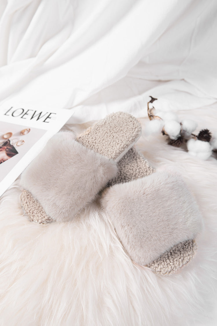 Ravenna Plush Faux Rabbit Fur Slippers