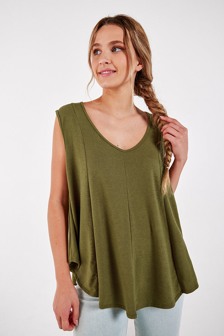Surfside Oversized Pull Over V-neck Sleeveless Top
