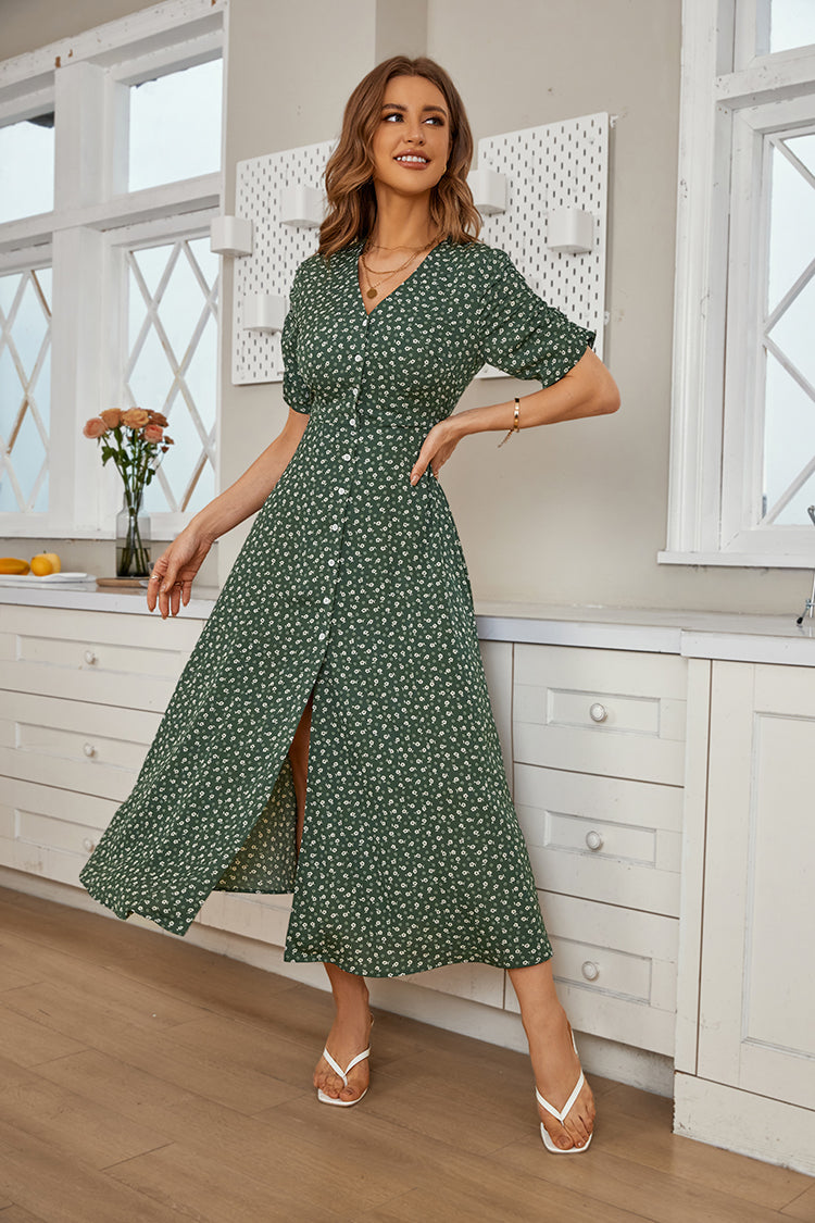 Aleta Short Sleeve V-neck A-Shape Dress