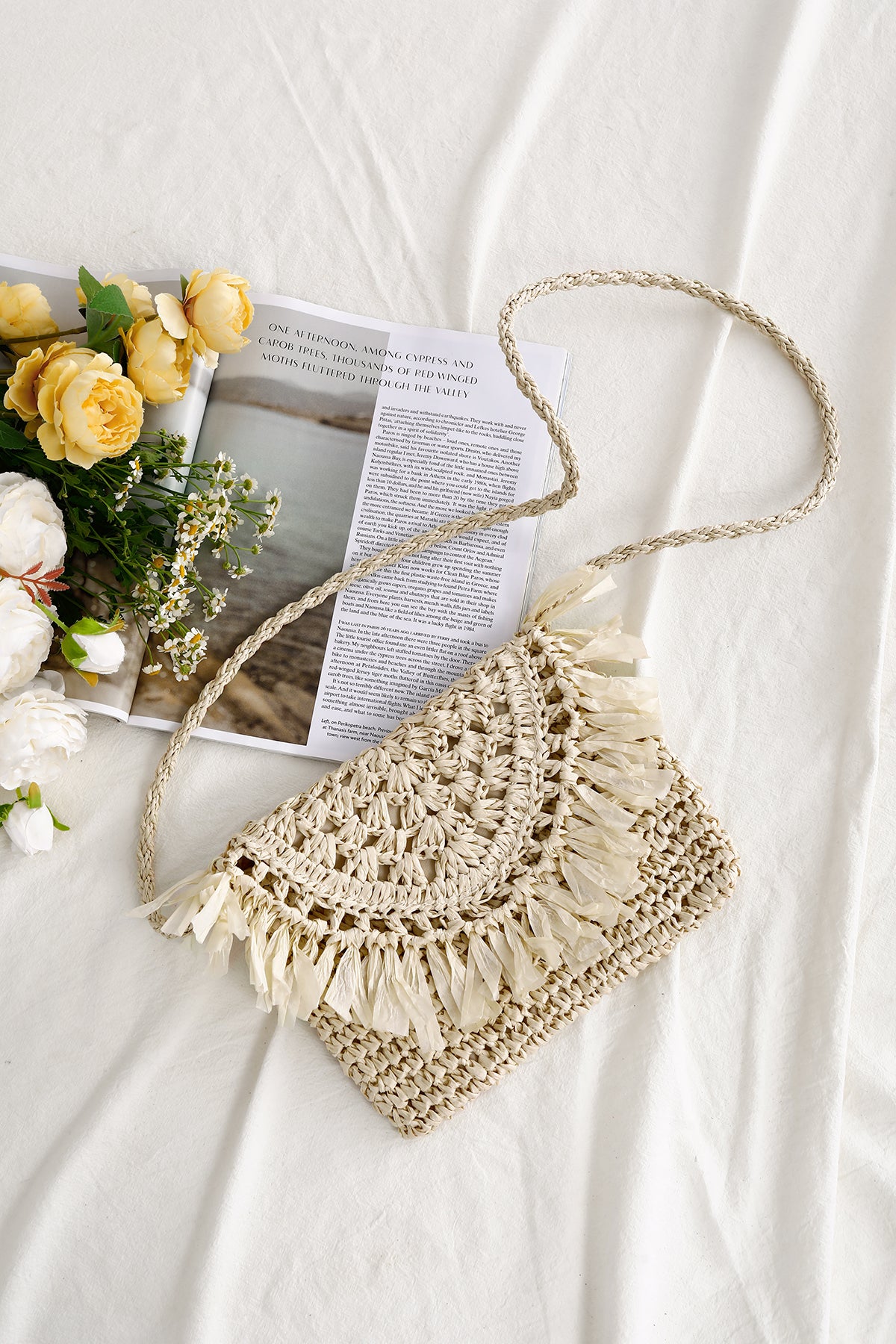 Agnes Paper String Braided Medium Shoulder Bag