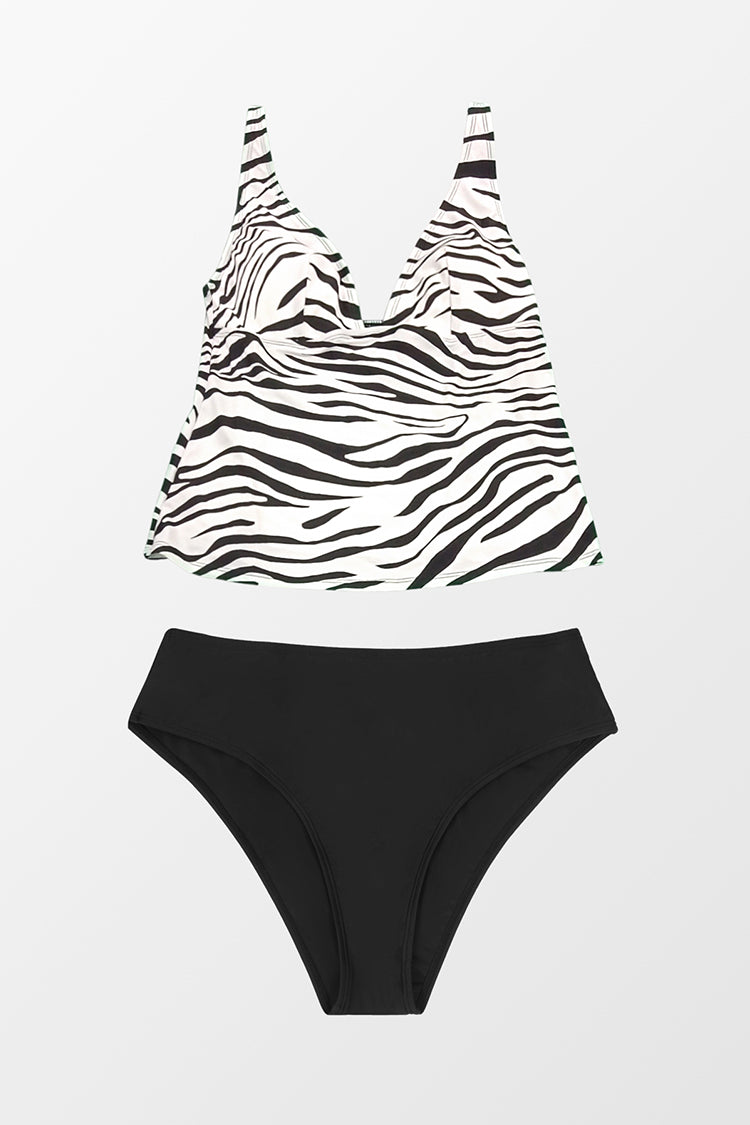 Zebra Print Mid Rise Tankini Set- Cupshe AU