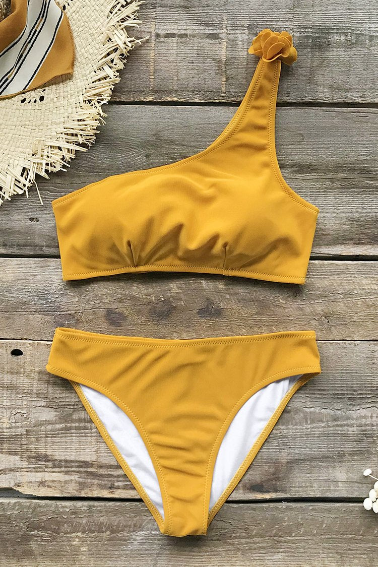 Yellow Mellow One-Shoulder Bikini- Cupshe AU