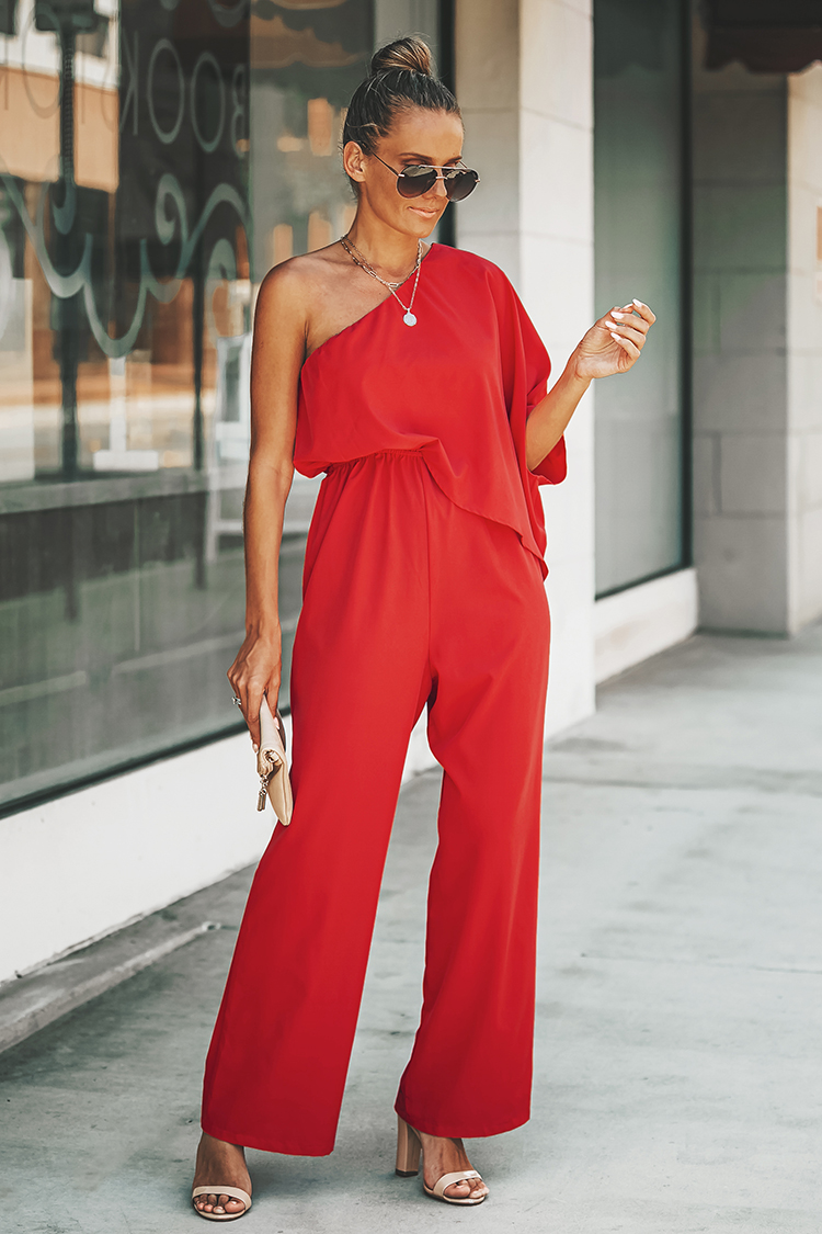 Ella One Shoulder Straight-Leg Jumpsuit