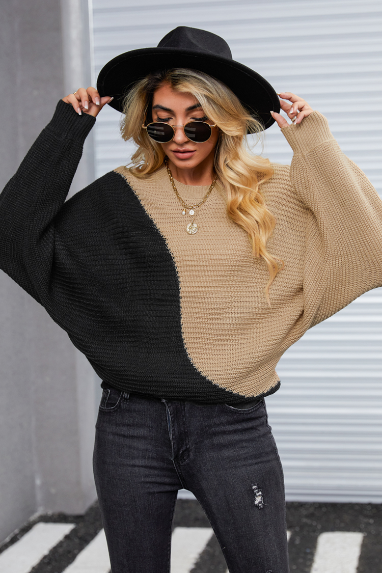 Twinkles Two-Tone Dolman Sleeve Sweater- Cupshe AU