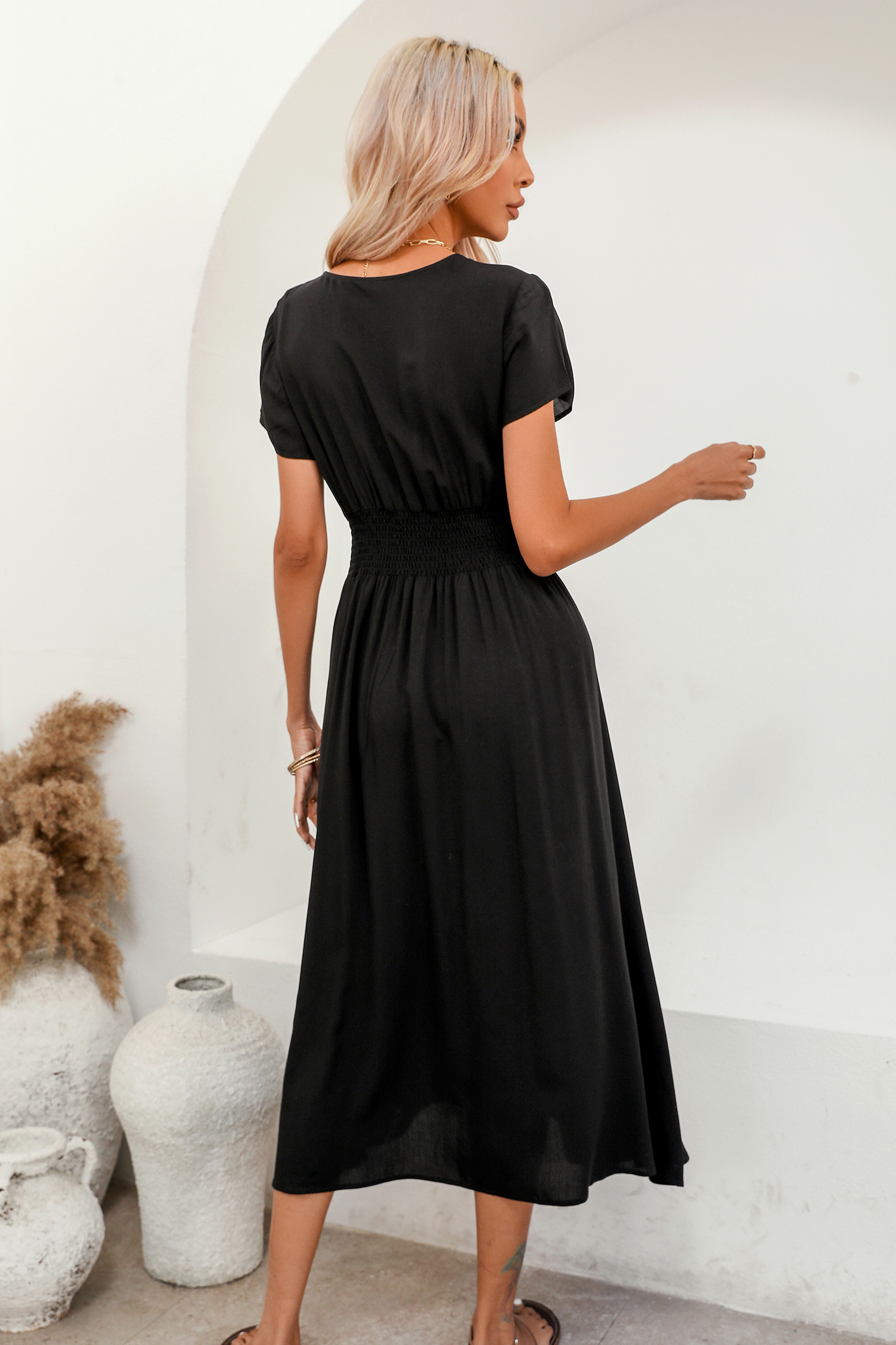 Christy V Neck Slit Maxi Dress