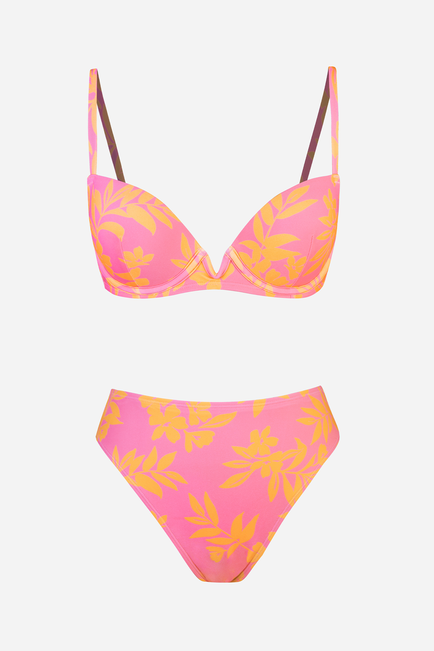 X Stassie Tropical Plume Underwire Top Cheeky Bikini Set