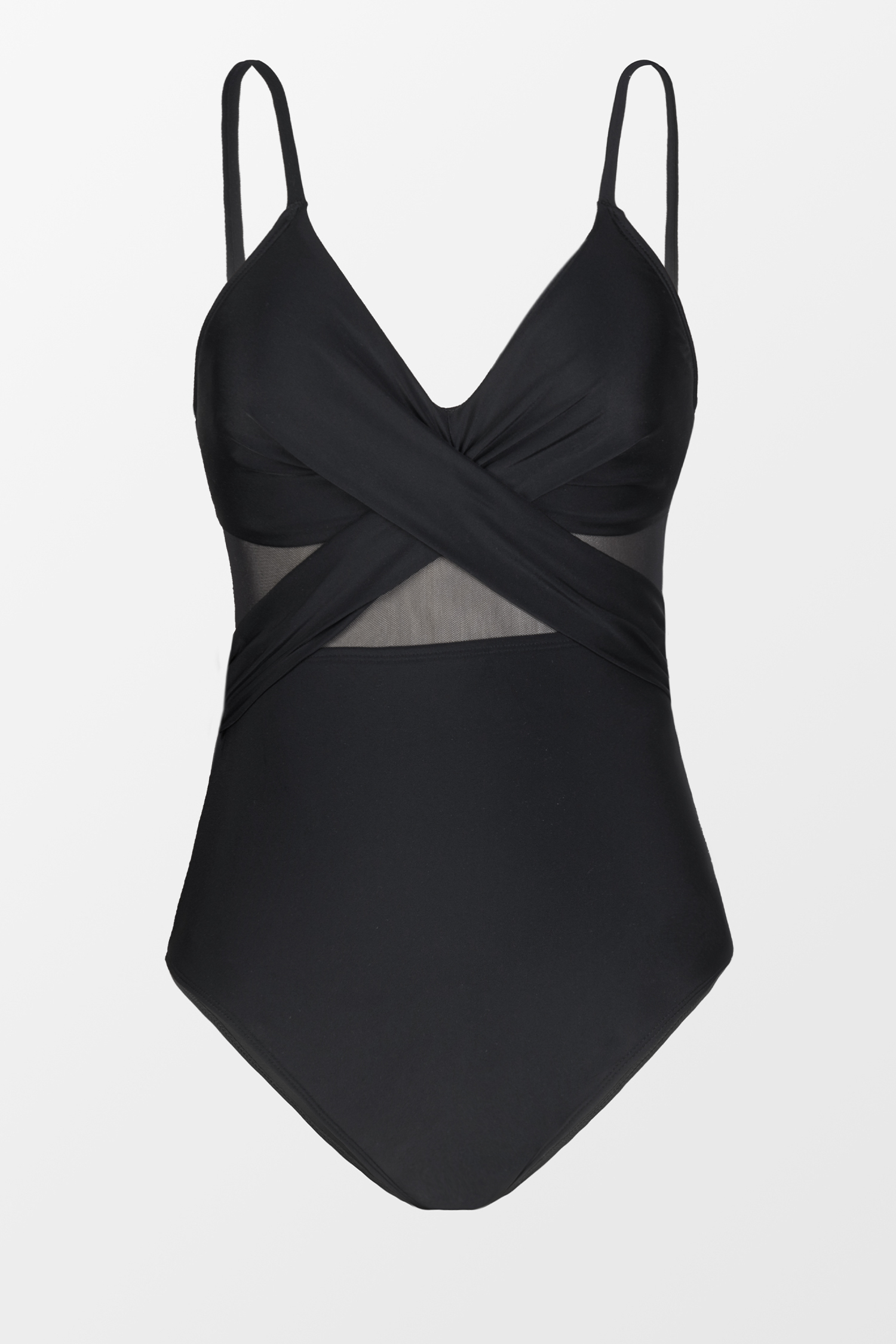Schwarzer Cutout Mesh Badeanzug mit Wickelvorderseite-Cupshe Deutschland