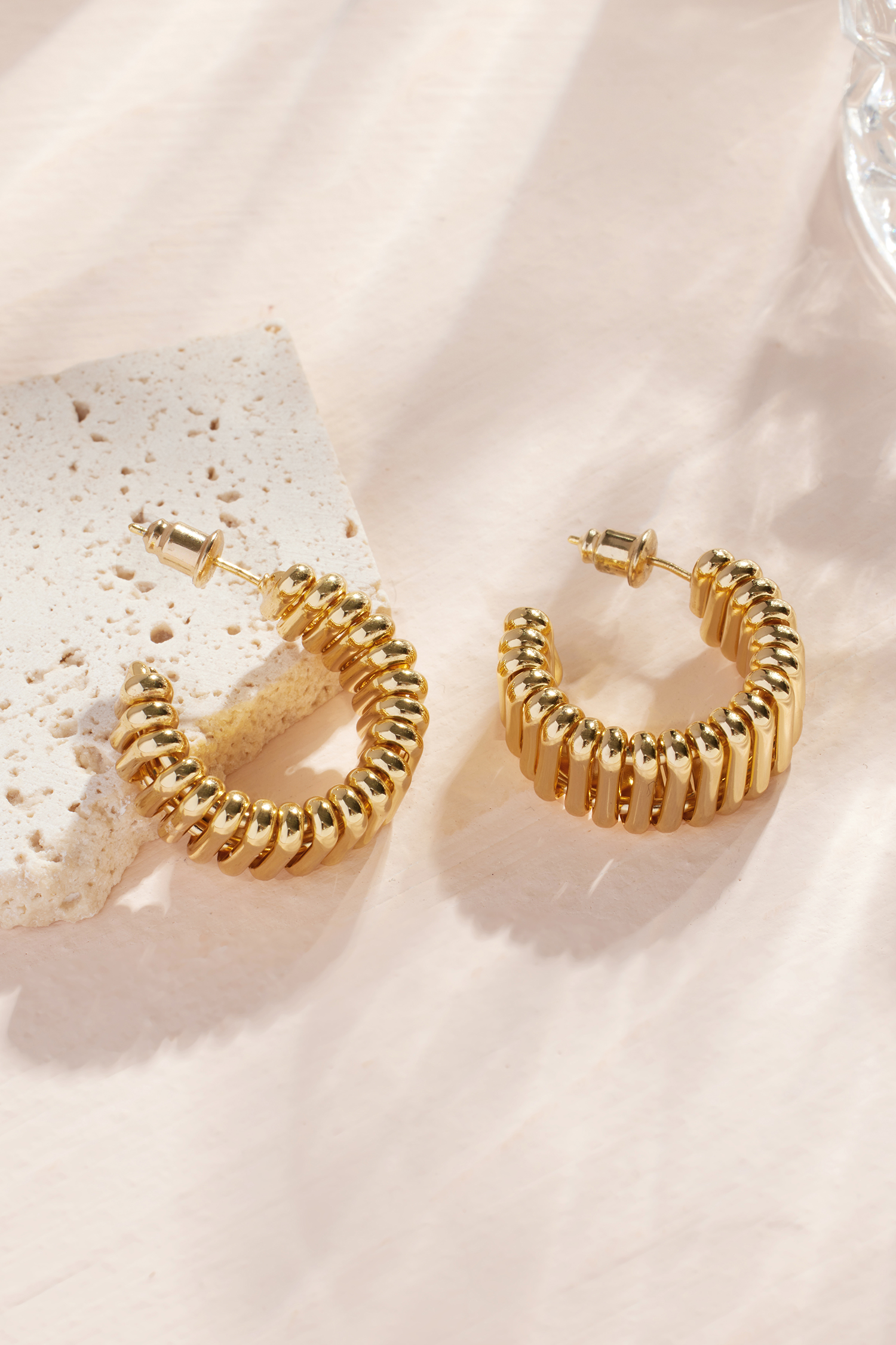 Etched Open-Back Hoop Earrings