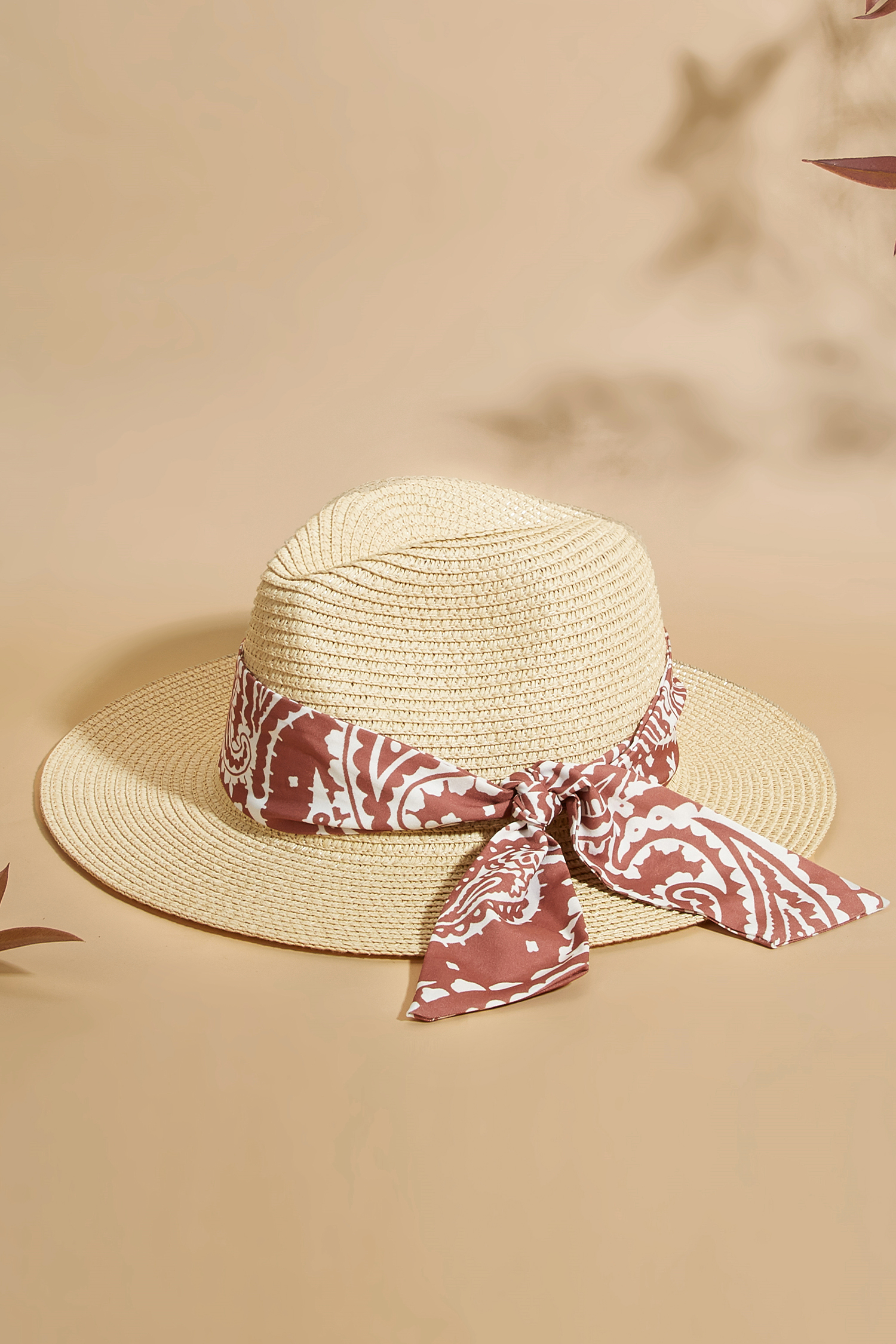 Neutral Bandana-Band Straw Hat